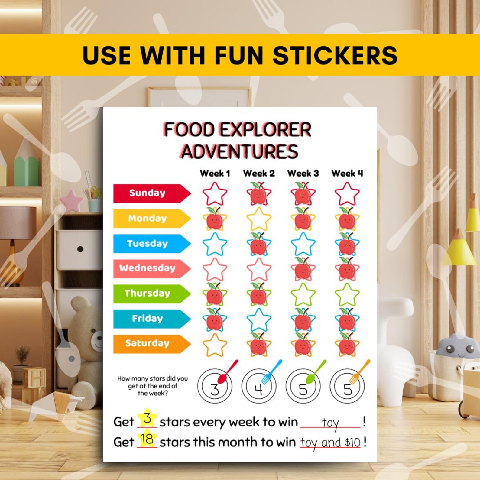 Stars Picky Eater Tracker: Food Explorer Adventures - Fun Mealtime ...