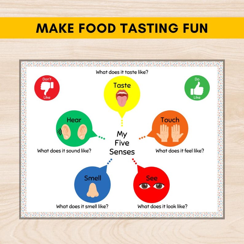 Editable Five Senses Placemat: Kids Learning Template (canva) - Etsy