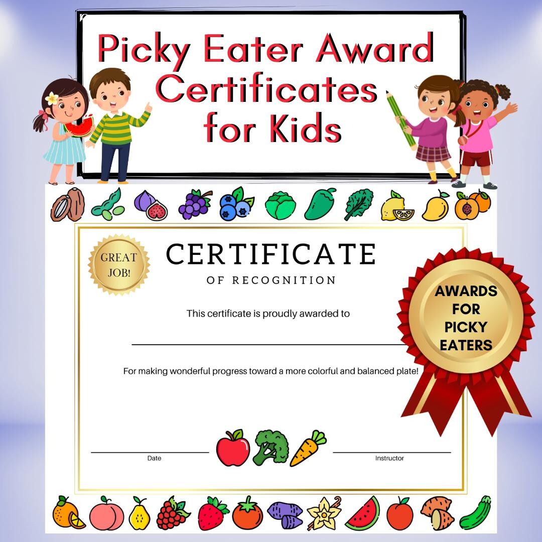 Printable Picky Eater Award Certificates - Kids Colorful Reward ...