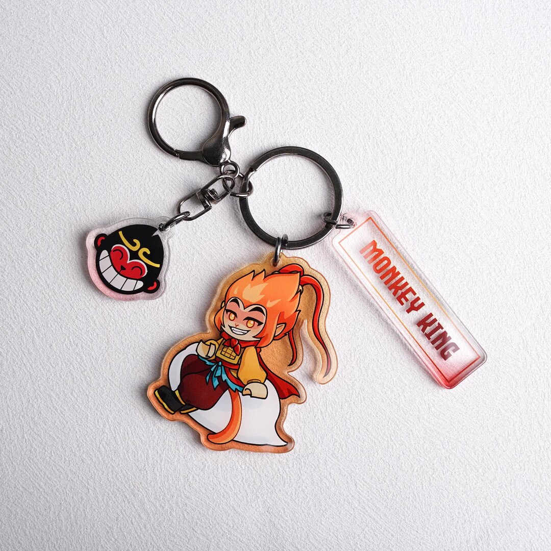 Monkey King Acrylic Keychain - Chibi Anime Art for Backpack, Keys ...