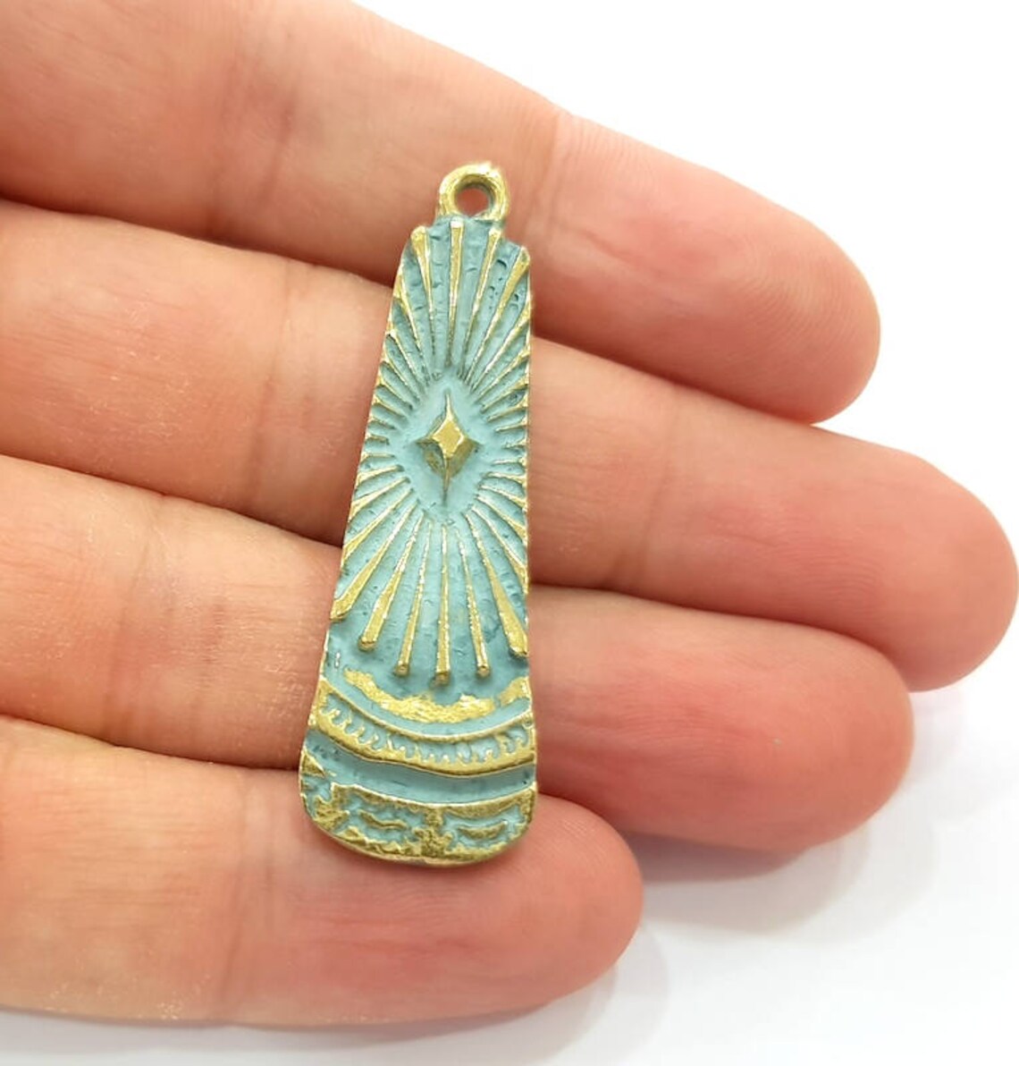 2 Patina Blue Charms Antique Blue Charms Faux Patina Over | Etsy