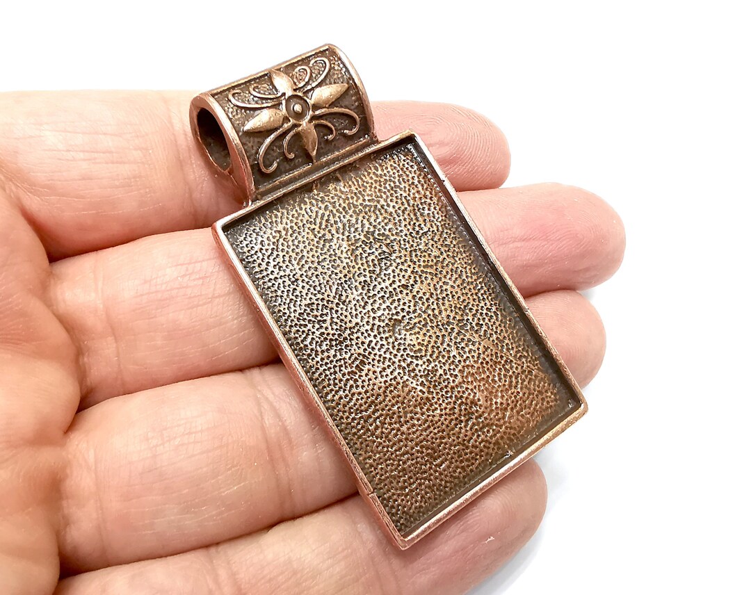 Flower Pendant Blank Bezel Resin Bezel Mosaic Mountings Antique Copper ...