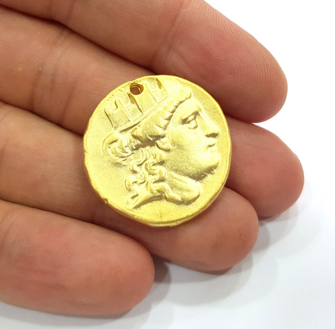 Gold Coin Charms Gold Charms Gold Plated Charms 28 Mm G17866 - Etsy