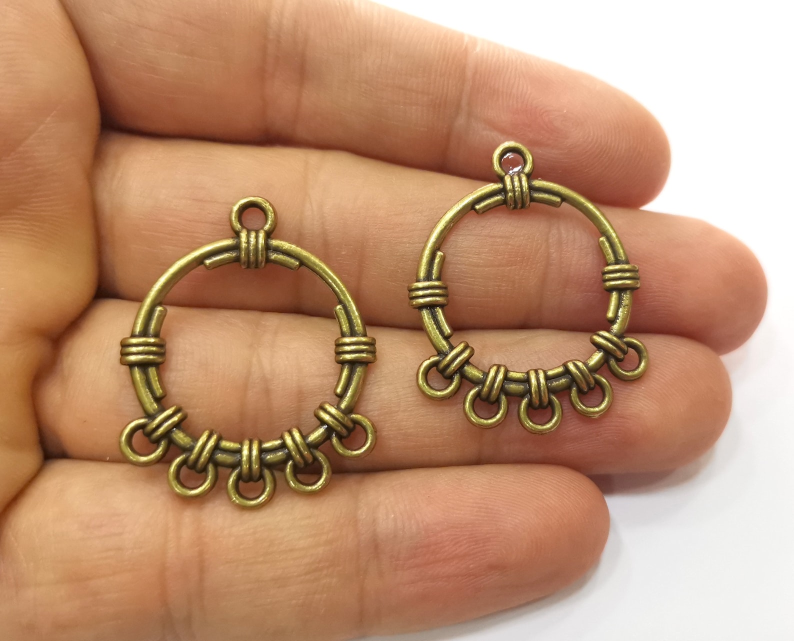 4 Antique Bronze Charms Connector Antique Bronze Plated Charms (33x26mm ...