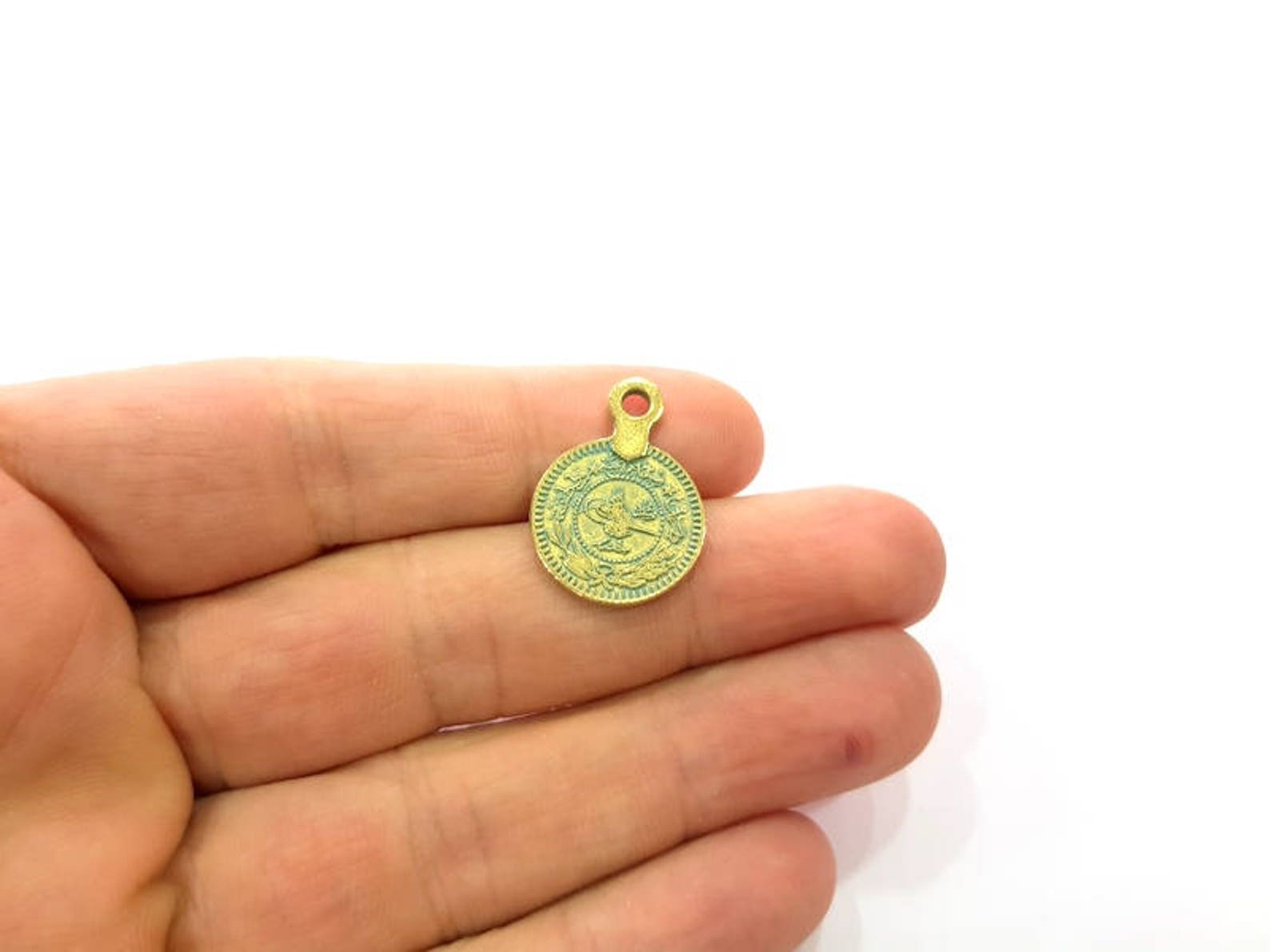 10 Ottoman Charm Patina Charms Blue Patina Charms Verdigris | Etsy