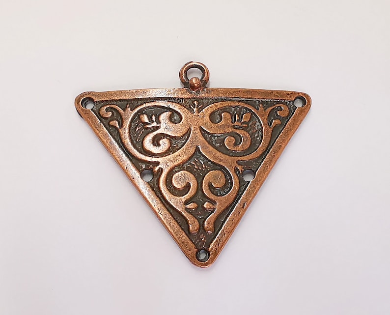2 Triangle Charms Connector Antique Copper Plated Charms - Etsy
