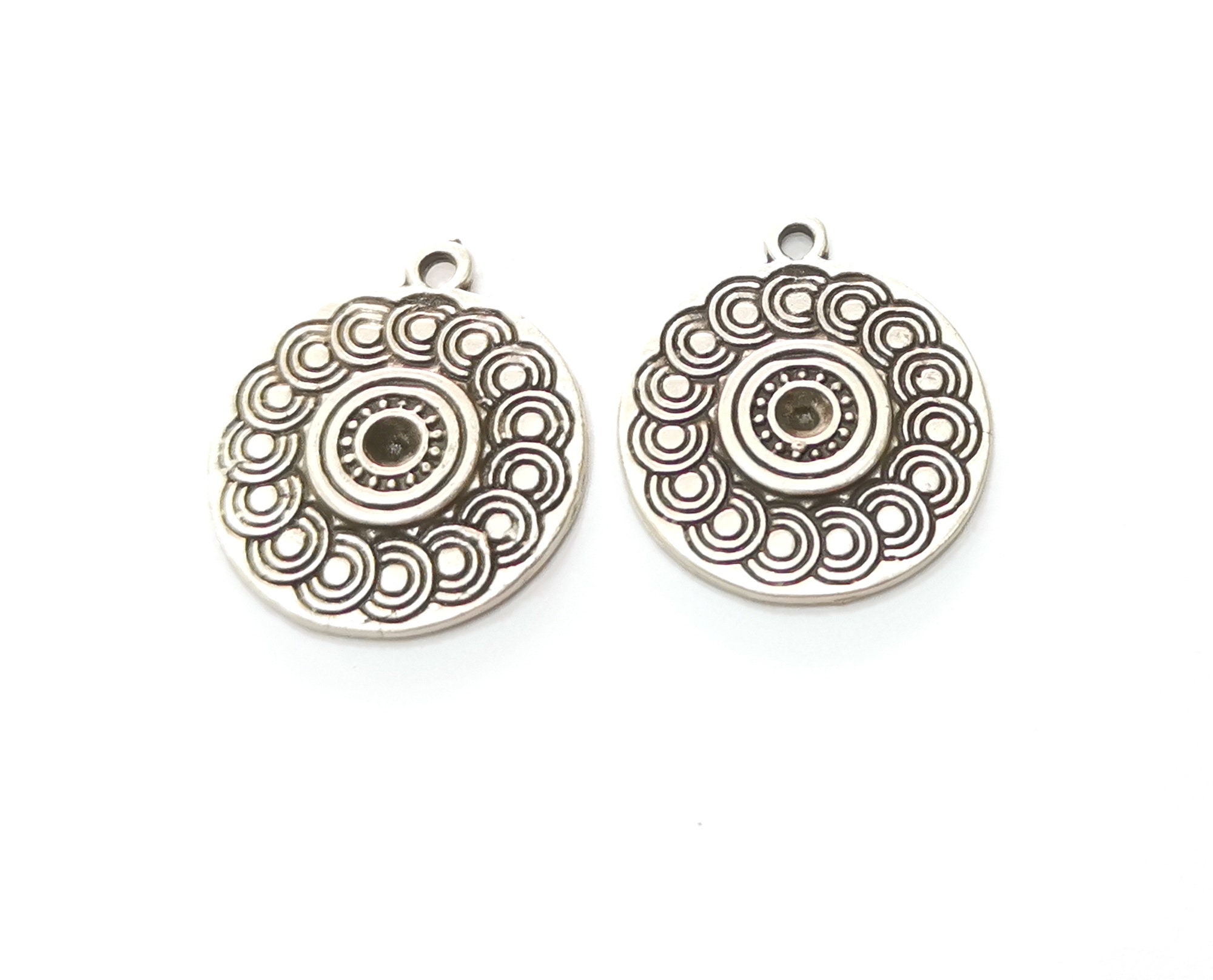 4 Silver Charms Antique Silver Plated Charms (24x21mm) G18665 - Etsy
