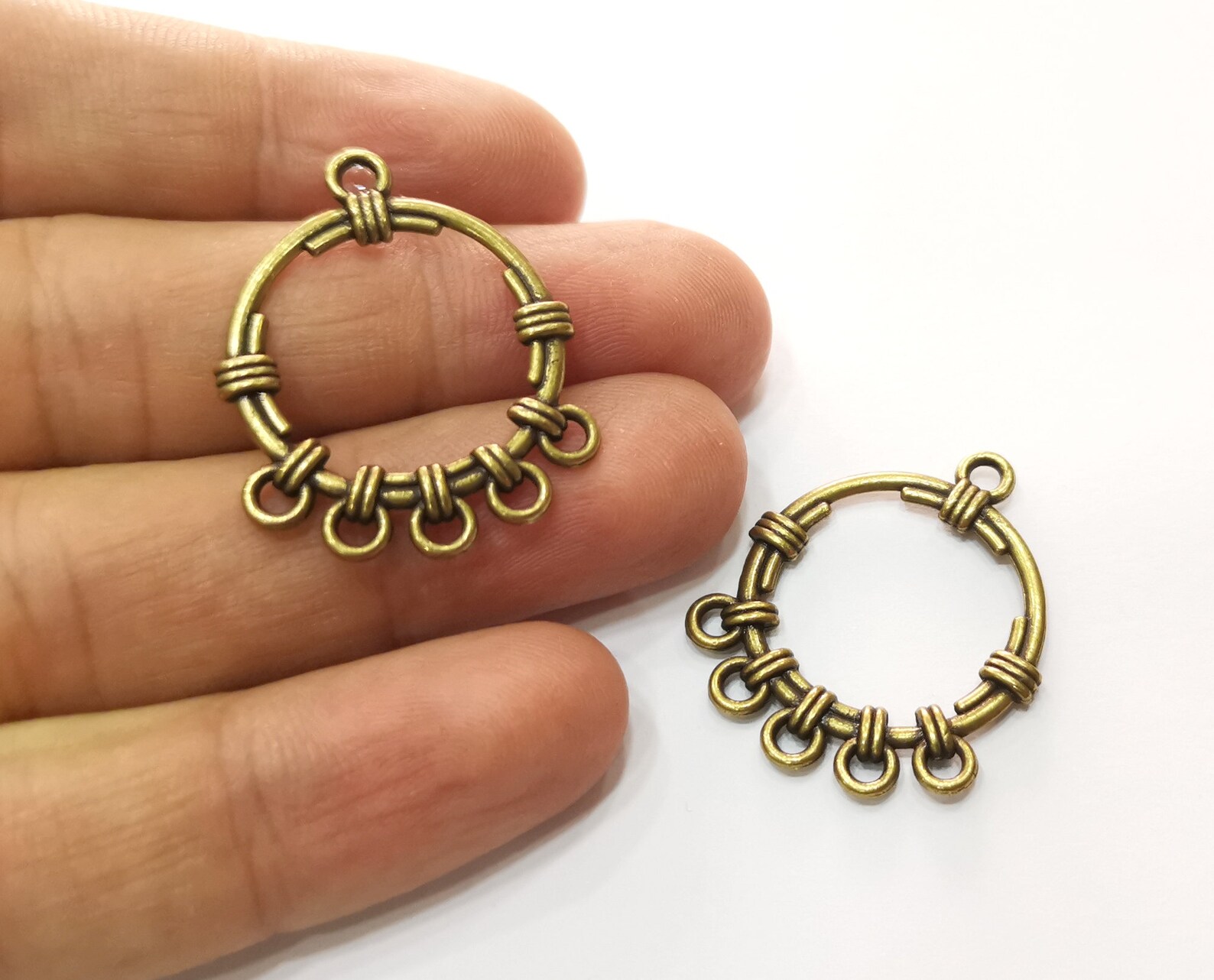 4 Antique Bronze Charms Connector Antique Bronze Plated Charms (33x26mm ...