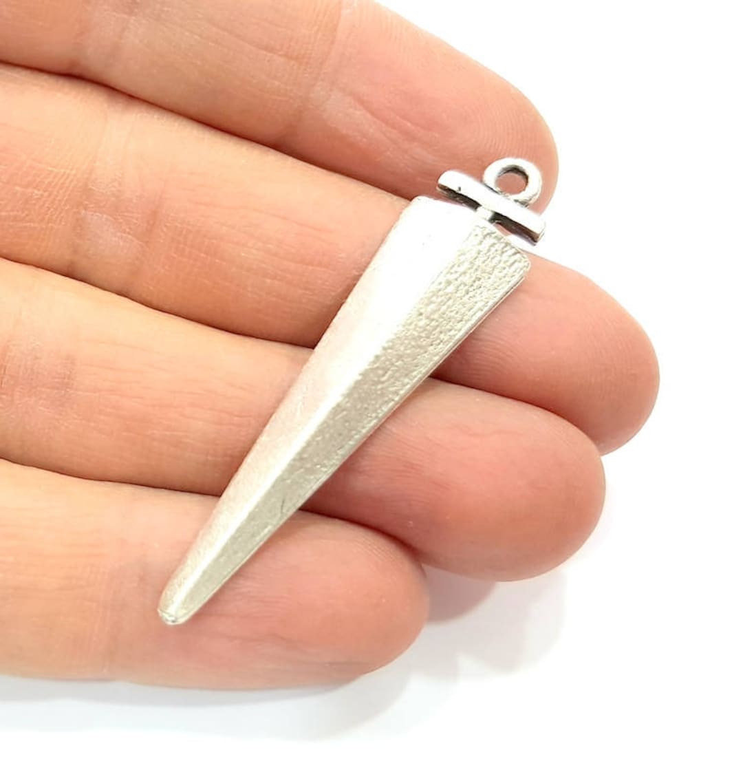 4 Triangle Spike Charm Silver Charms Antique Silver Plated Metal ...