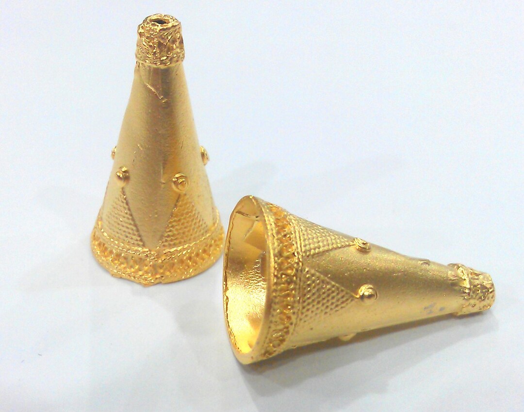 2 Gold Cone Gold Plated Brass Cones , Findings (29x17 Mm) G12801 - Etsy