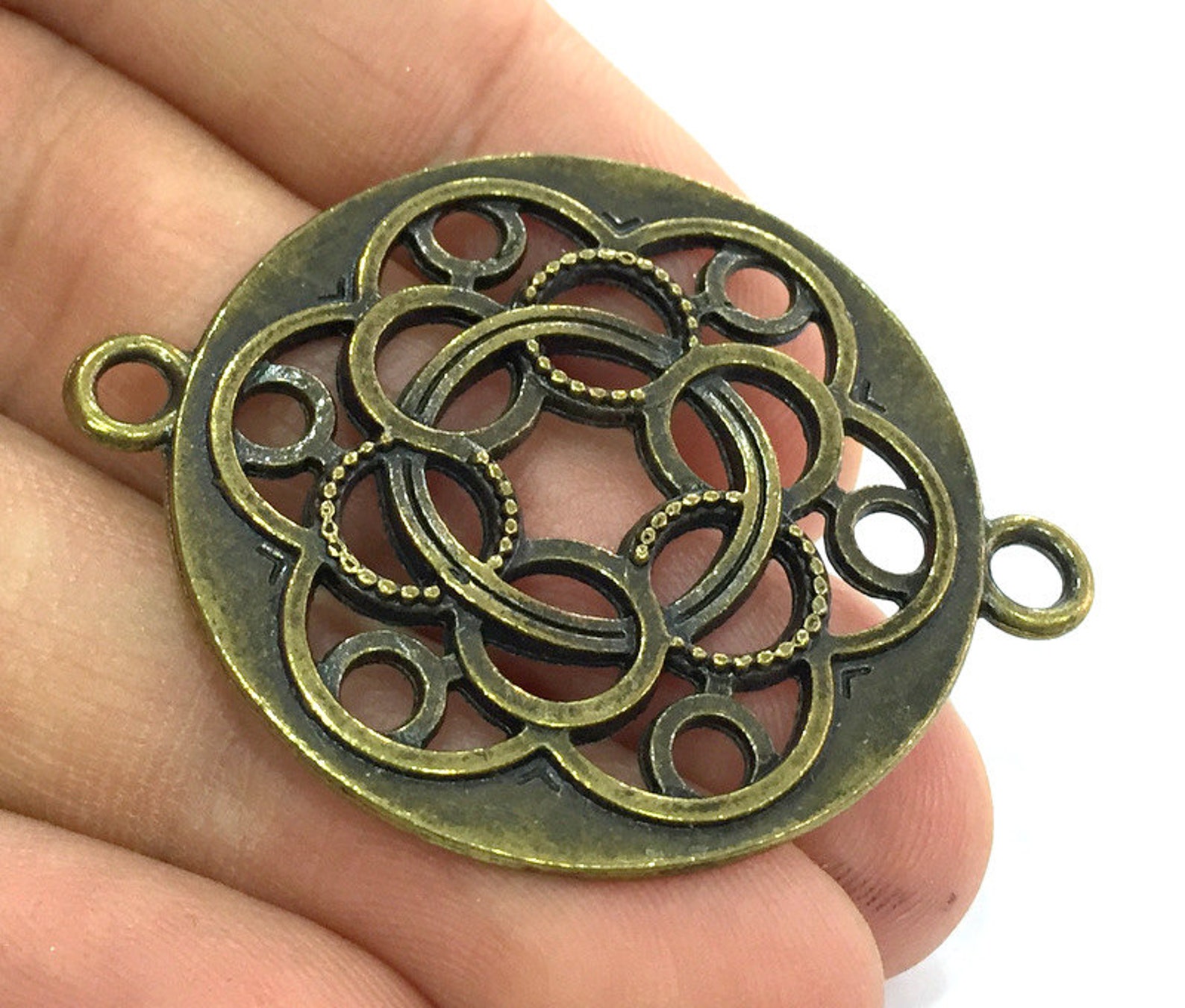 2 Pcs (36 Mm.) Antique Bronze Metal Large Pendant G5166 - Etsy