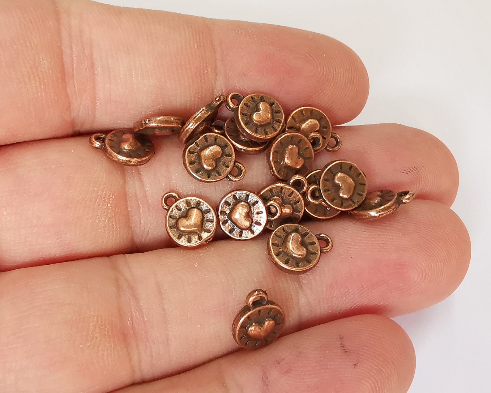 Heart Charms Double Sided Antique Copper Plated Charms (10x8mm) G21936 ...