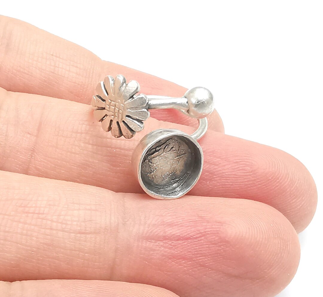 Flower Ball Head Ring Blanks Ring Setting Cabochon Mounting Adjustable ...