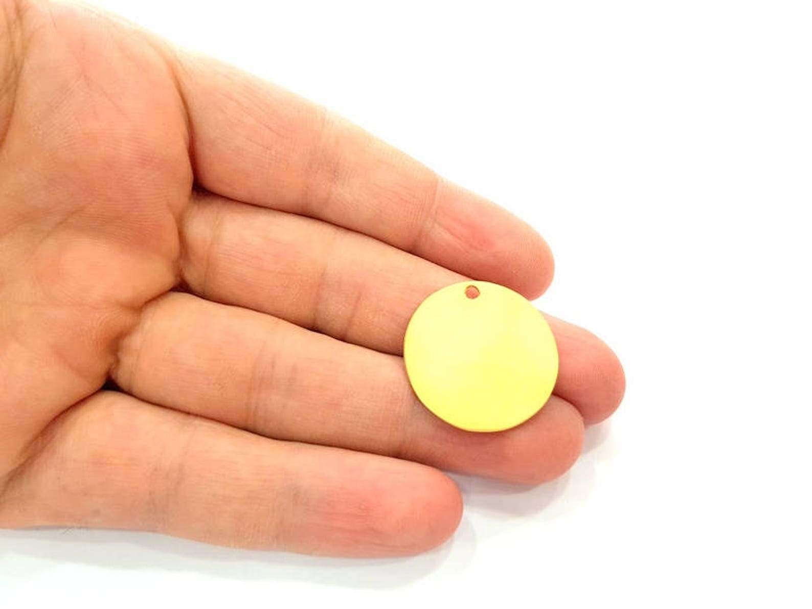 2 Gold Disc Charm Gold Plated Charms 25mm G7957 - Etsy