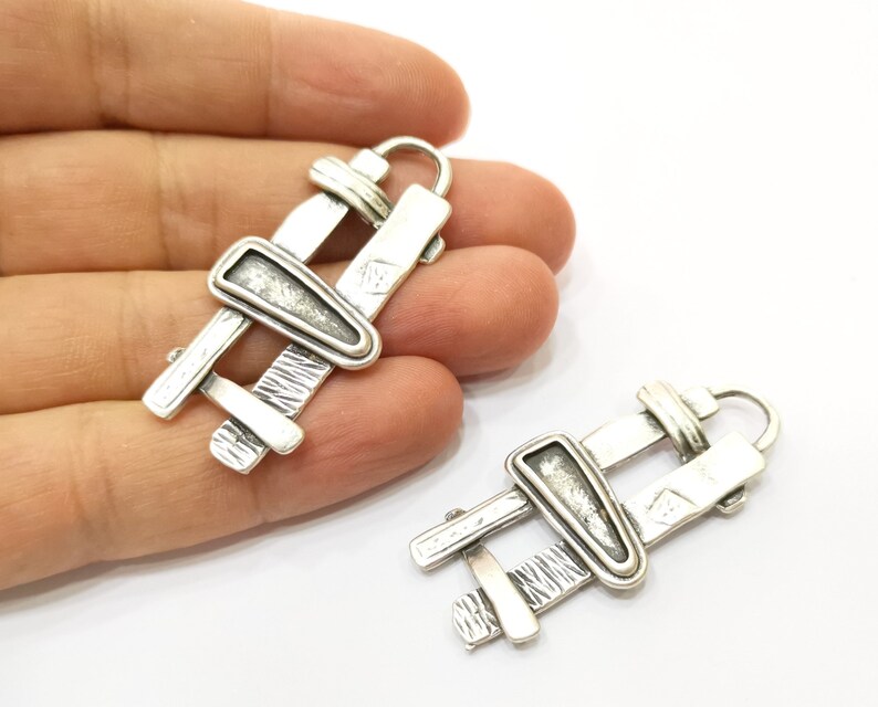 2 Silver Charms Antique Silver Plated Charms (50x22mm) G18081 - Etsy