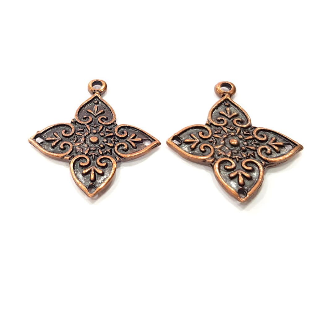 2 Copper Charm Connector Antique Copper Charm (37x32mm) G16228 - Etsy
