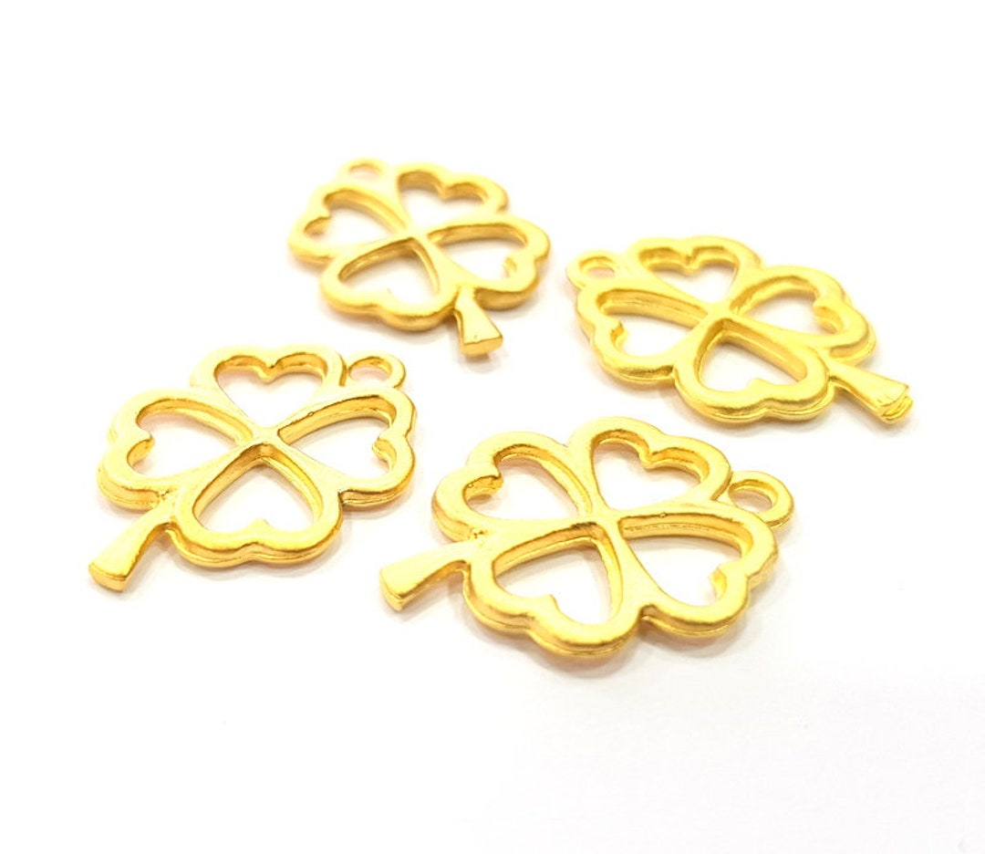 4 Clover Charm Gold Charms Gold Plated Metal (24x14mm) G14079 - Etsy