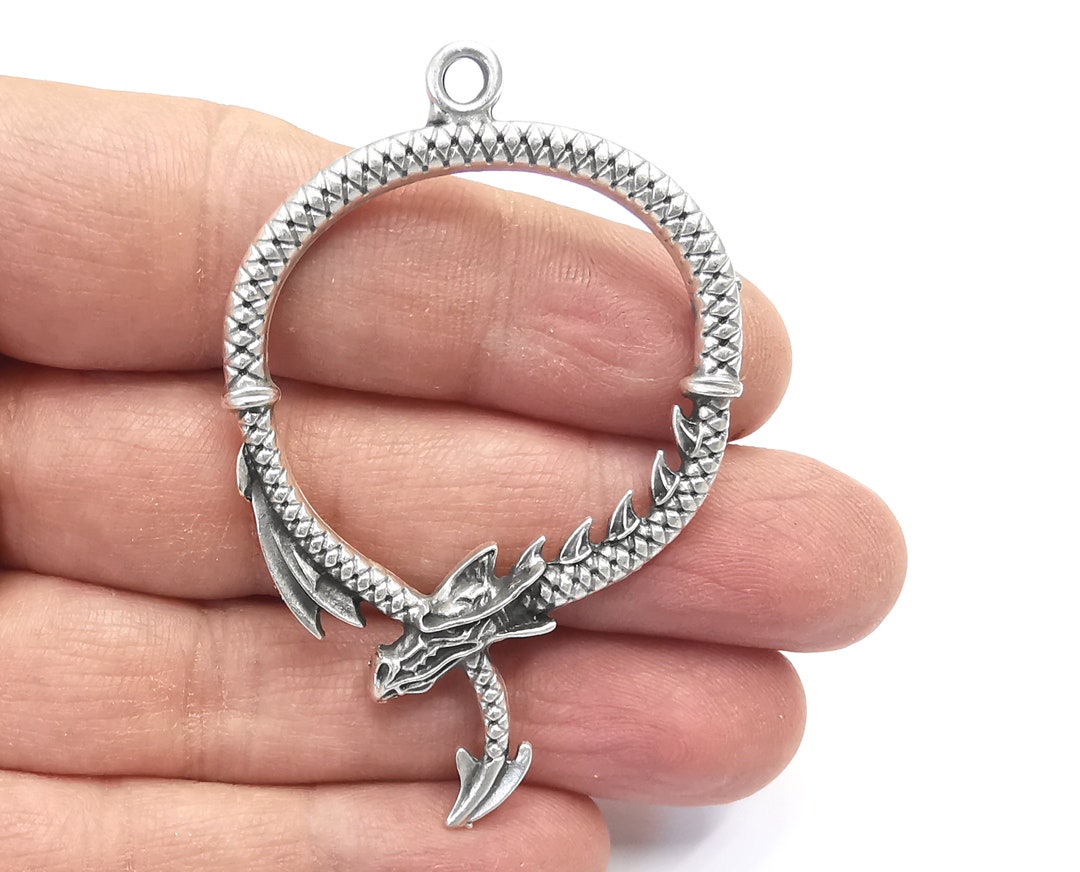 Dragon Charms Pendant Antique Silver Plated Charms (64x42mm) G27227 - Etsy