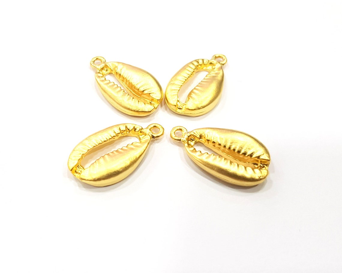 4 Cowrie Shell Charms Gold Charms Gold Plated Shell Charms - Etsy