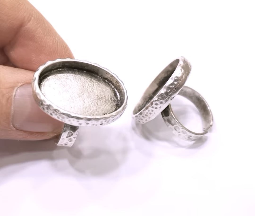 Ring Blank Setting Hammered Ring Base Bezel Inlay Ring Backs Glass ...