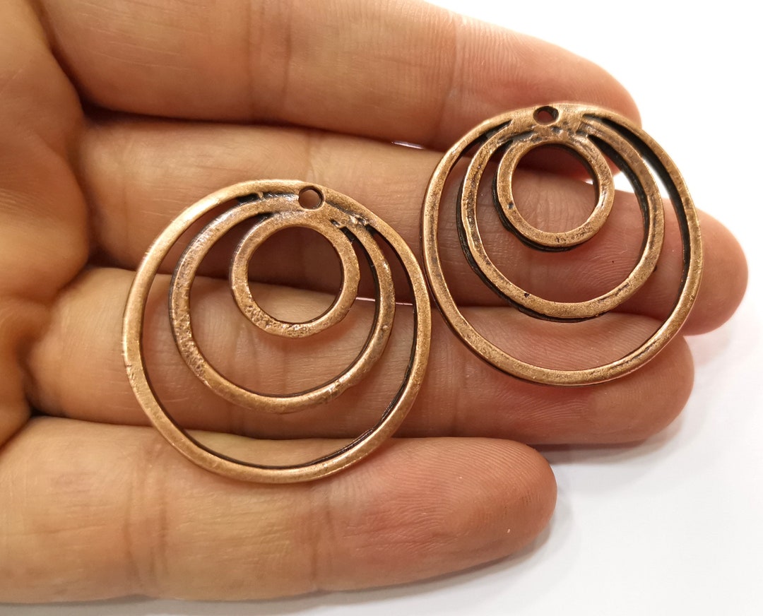 2 Charms Antique Copper Plated Charms (35x34mm) G21035 - Etsy