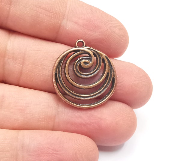 Tidal Wave Swirl Spirals Charms Antique Copper Plated - Etsy