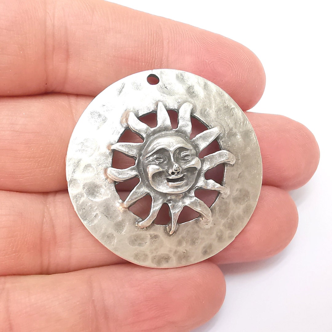 Silver Sun Pendant, Summer Pendant, Medallion Pendant, Silver Locket ...