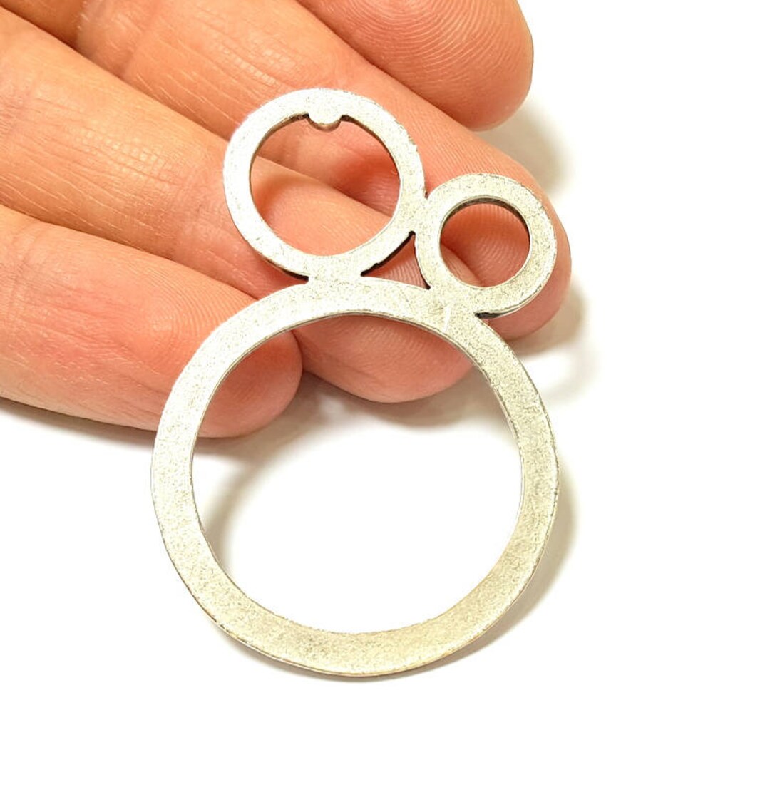 Silver Pendant Antique Silver Circle Pendants (53x36mm) G7383 - Etsy