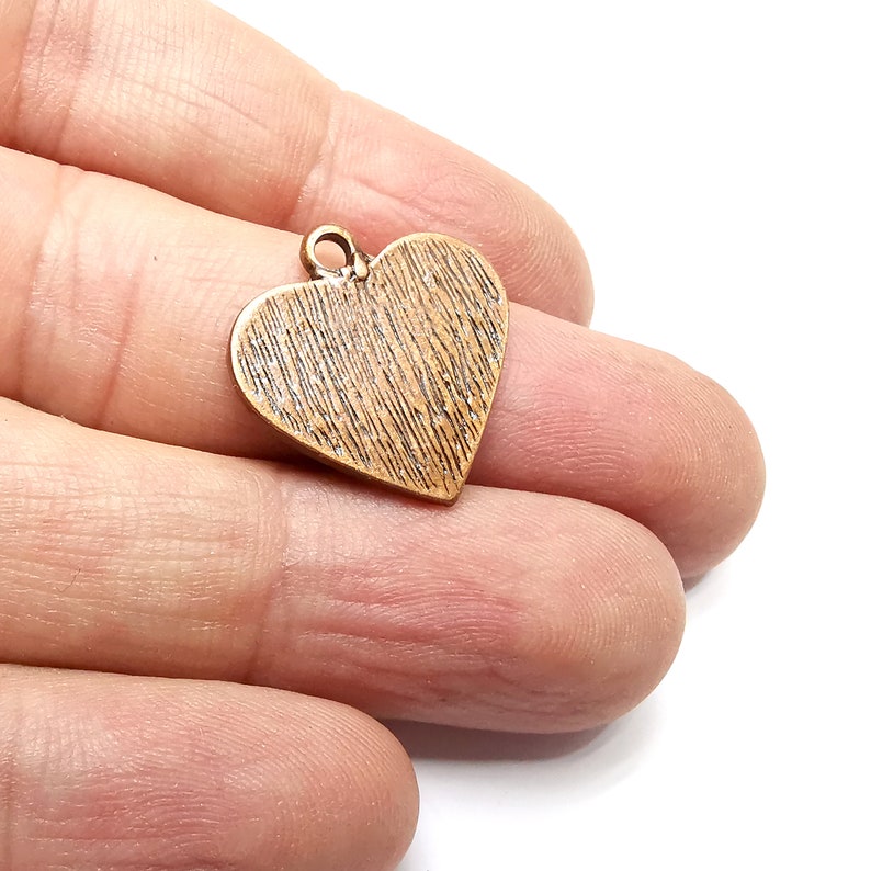 Dijes de corazón, colgantes chapados en cobre antiguo (21 x 21 mm ...