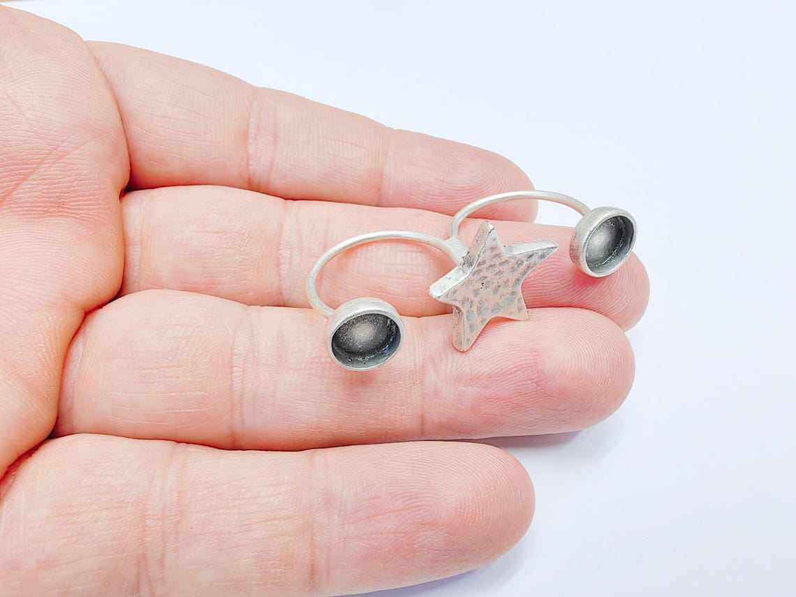 Double Finger Star Ring Base Setting, Cabochon Blank, Resin Bezel ...