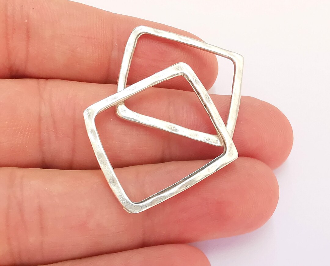 4 Square Connector Findings Antique Silver Plated Geometric Findings ...