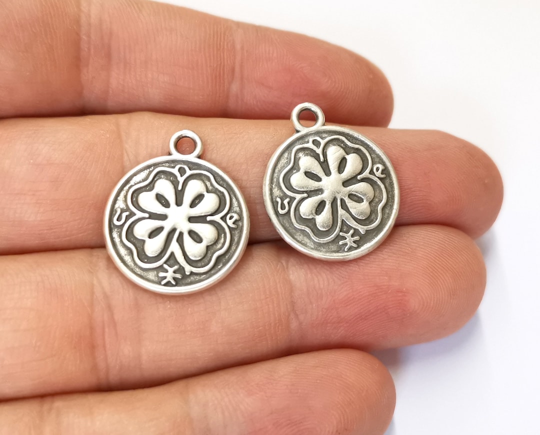 4 Clover Charms Antique Silver Plated Charms (23x20mm) G19552 - Etsy