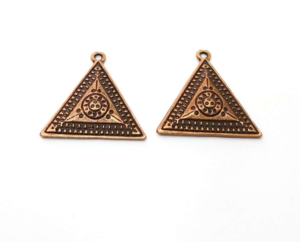 Triangle Copper Charms Antique Copper Plated Charms 27x26mm - Etsy