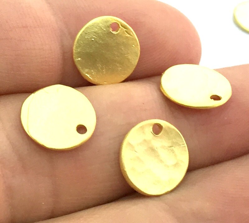 Gold Charms Gold Plated Hammered Stamp Round Charm 10mm - Etsy