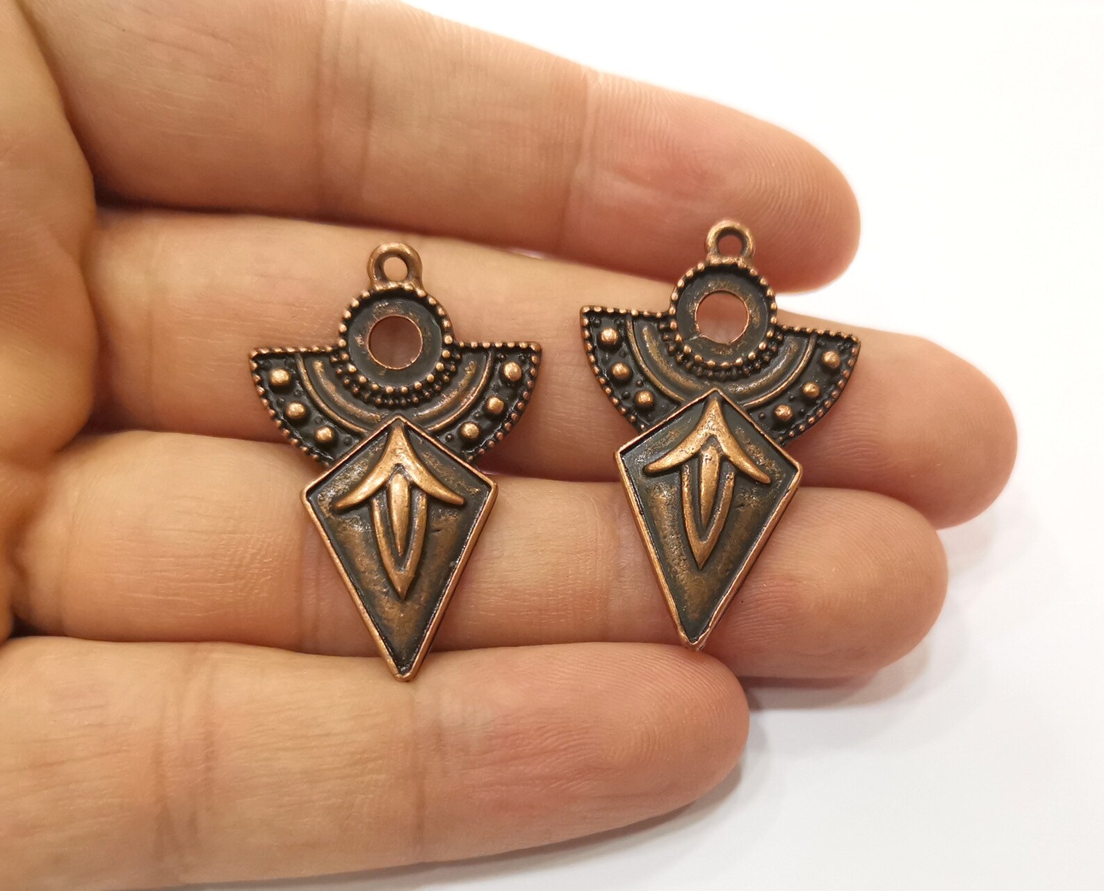 2 Copper Charms Antique Copper Plated Charms 37x25 Mm - Etsy