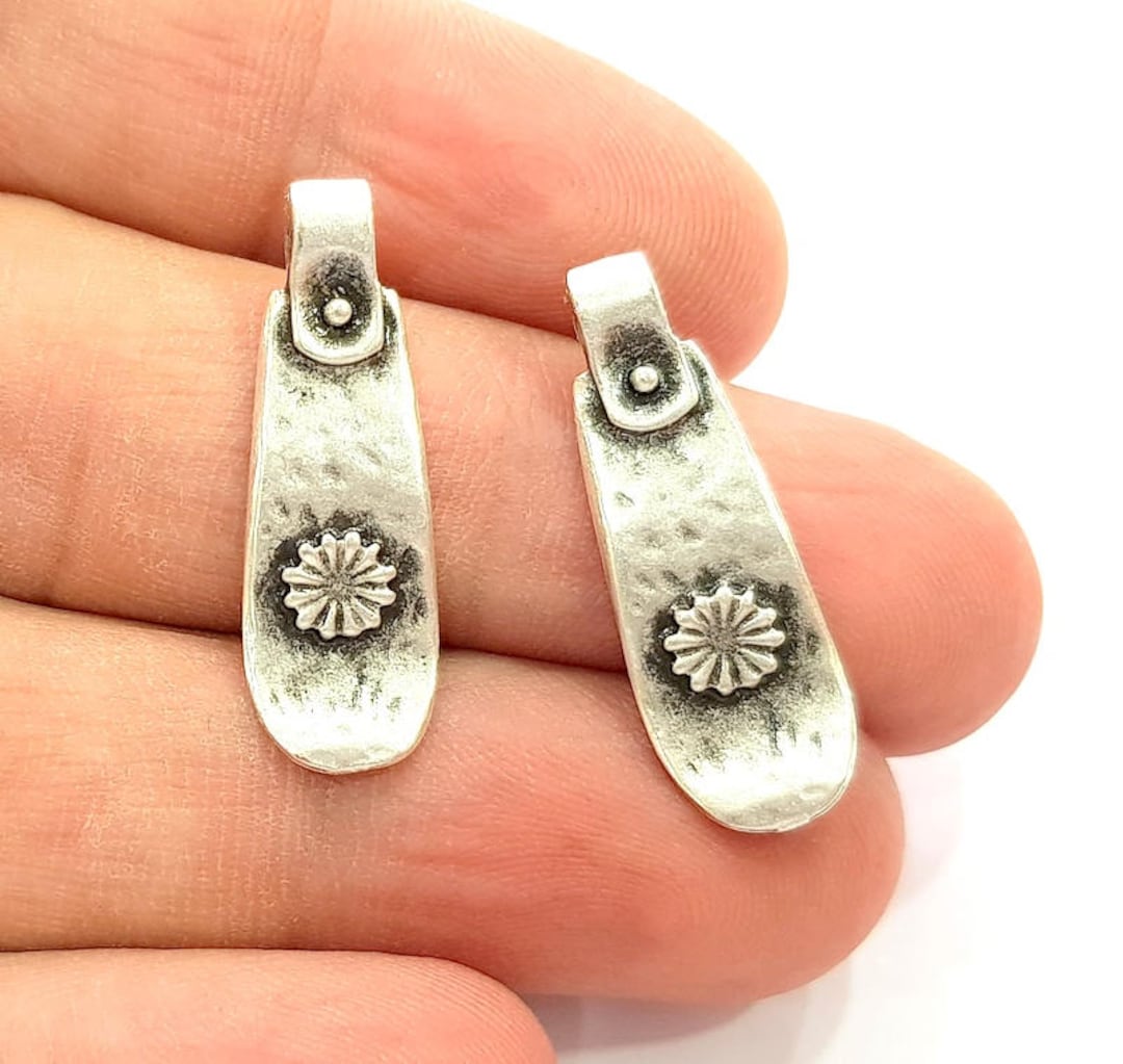 Silver Pendant Antique Silver Plated Pendant (28x9mm) G7960 - Etsy