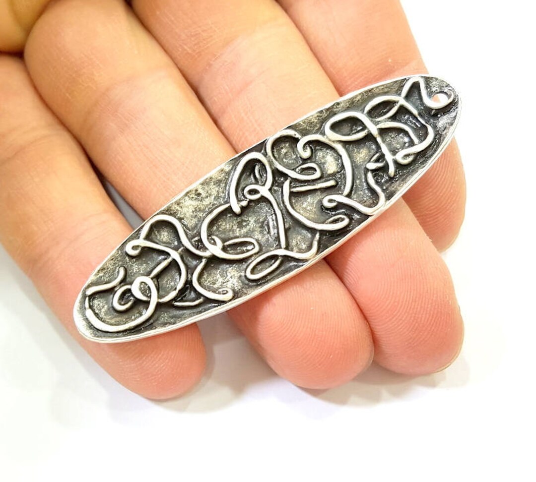 2 Silver Charms Antique Silver Plated Pendants (63x20mm) G7588 - Etsy