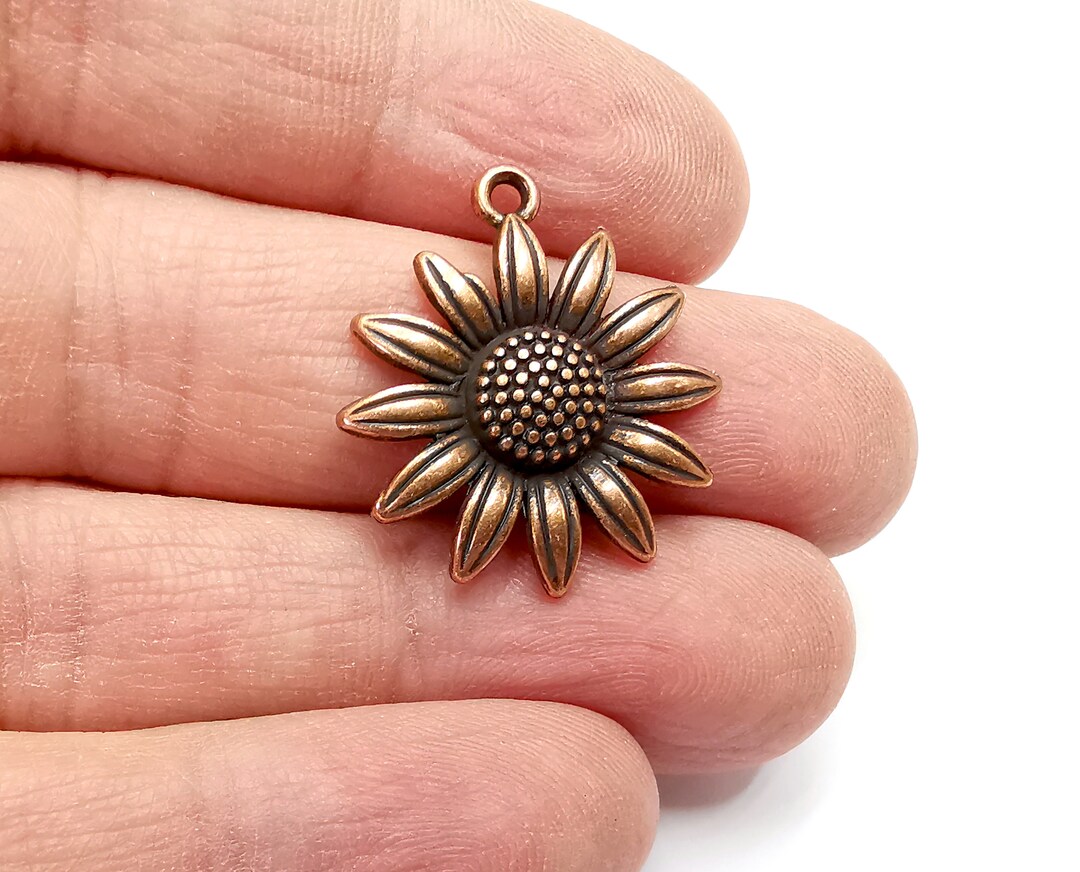 Sunflower Charms Antique Copper Plated Charms (27x23mm) G28425 - Etsy