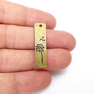 Bronze Dandelion Charms, Rectangle, Rustic Charms, Earring Charms ...