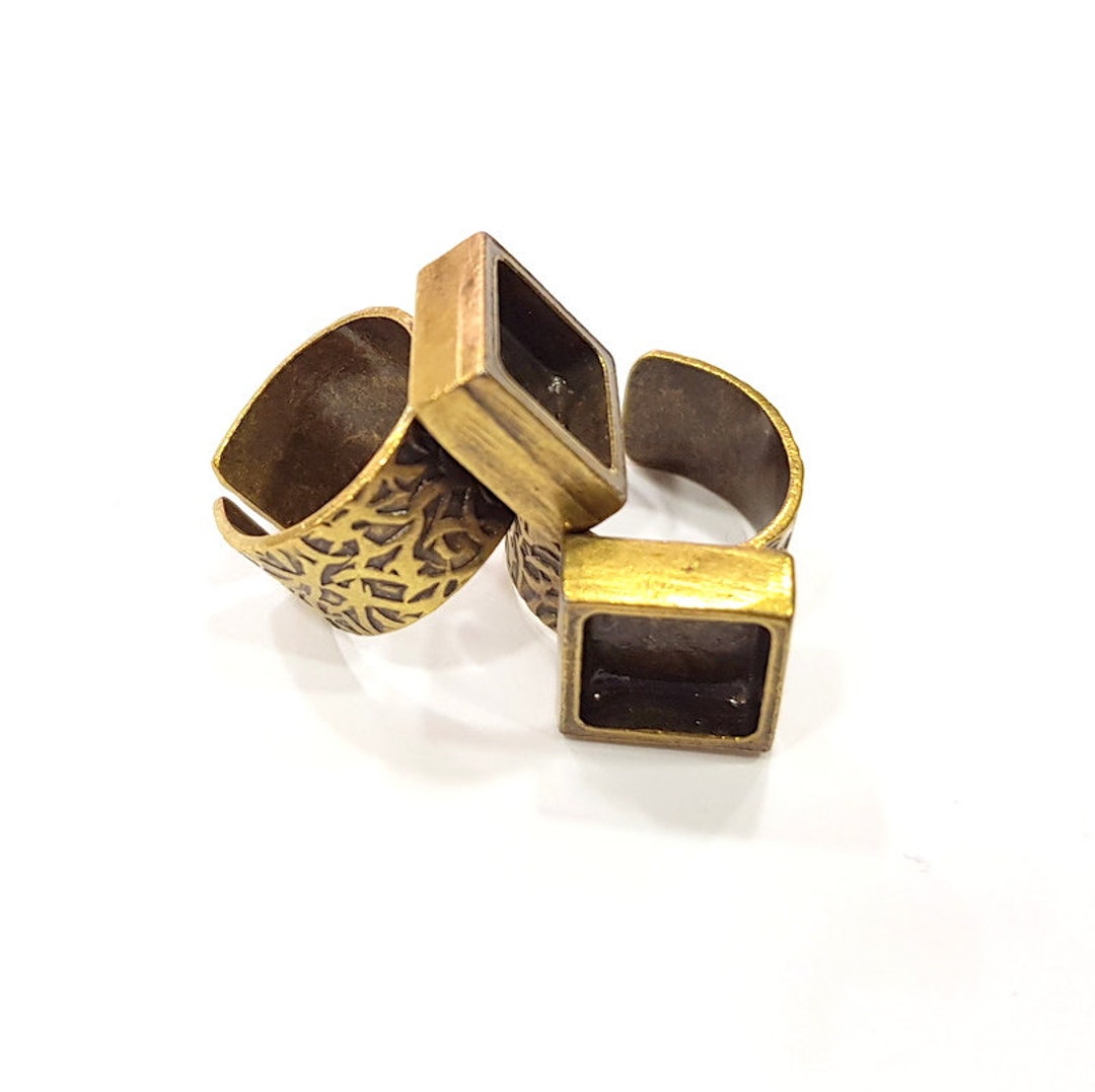 Antique Bronze Ring Blank Setting Cabochon Base Inlay Ring Backs ...