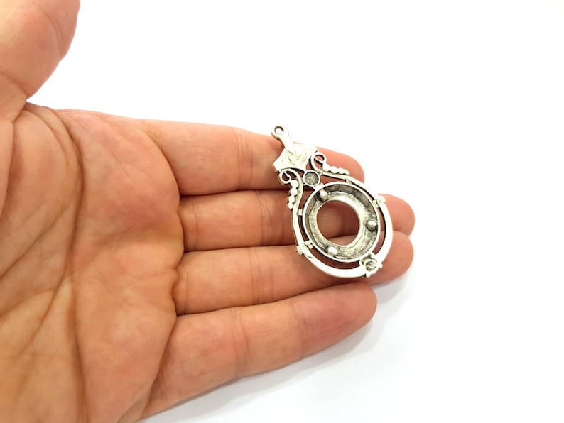 Silver Pendant Antique Silver Plated Pendants 56x34mm G8314 - Etsy