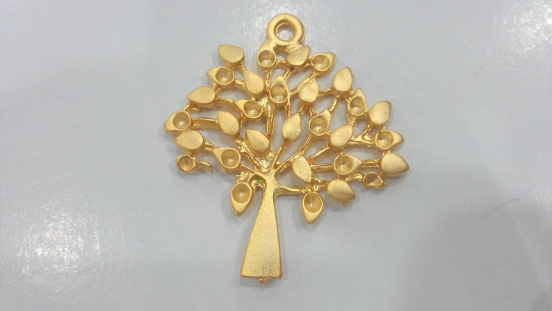 2 Gold Pendant Tree Pendant, Gold Plated Metal (50x42 Mm) G9568 - Etsy