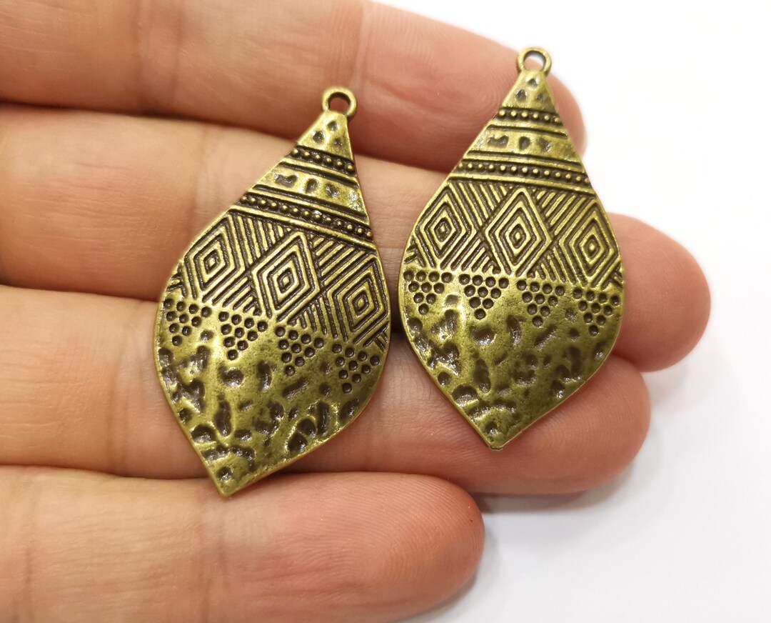 2 Antique Bronze Charms Antique Bronze Plated Charms (44x23mm) G21007 ...