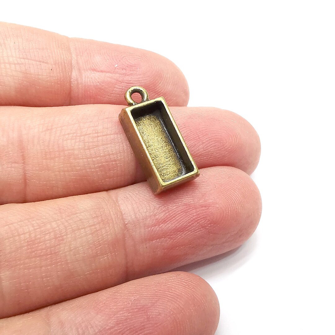 Rectangle Pendant Blanks Resin Bezel Base Mosaic Mountings Antique ...