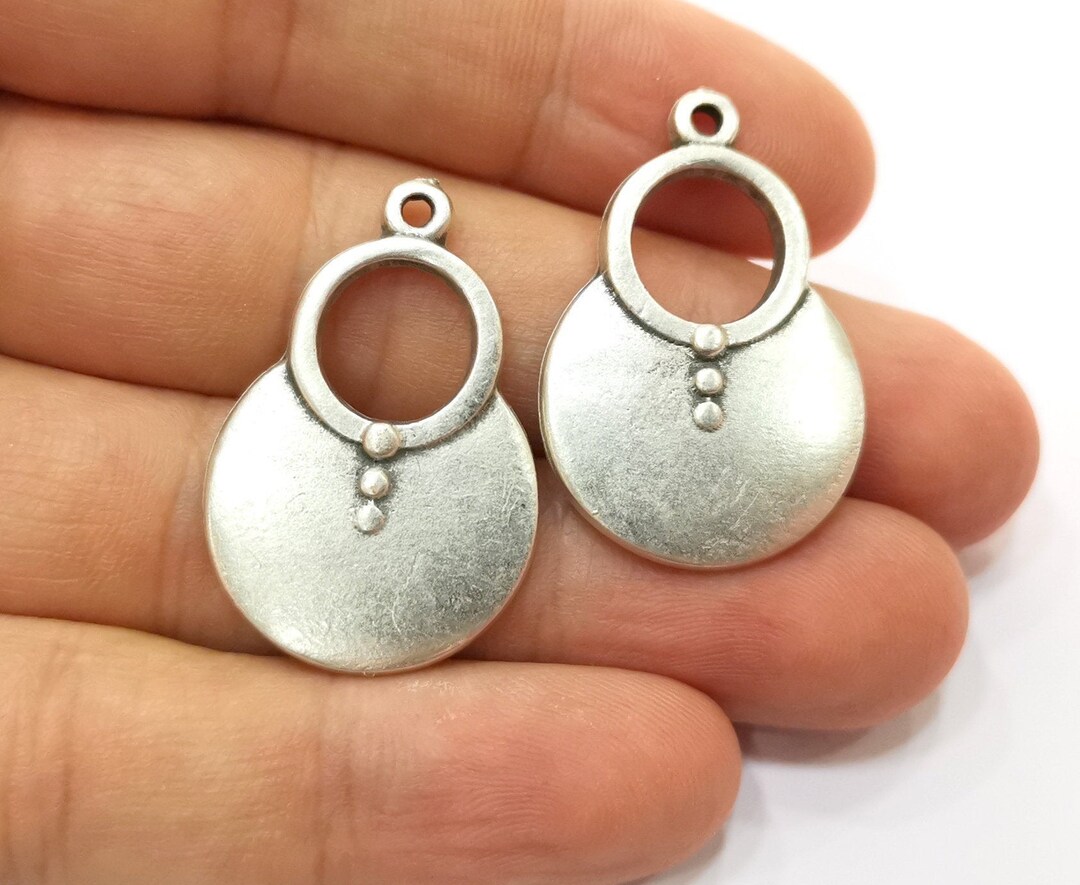 Silver Charms Antique Silver Plated Charms (35x23mm) G18972 - Etsy