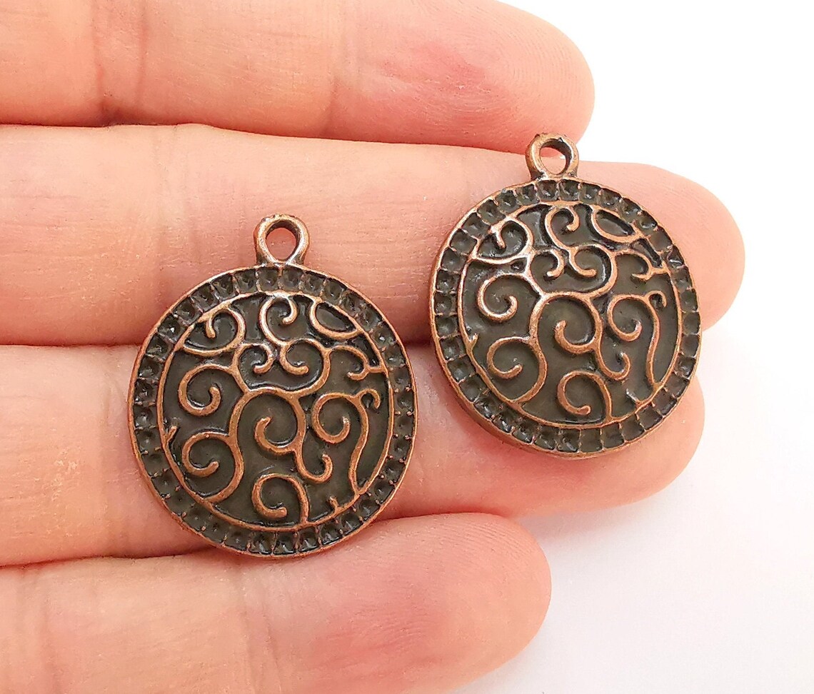4 Copper Charms Antique Copper Plated Charms 29x24mm G22209 - Etsy Canada