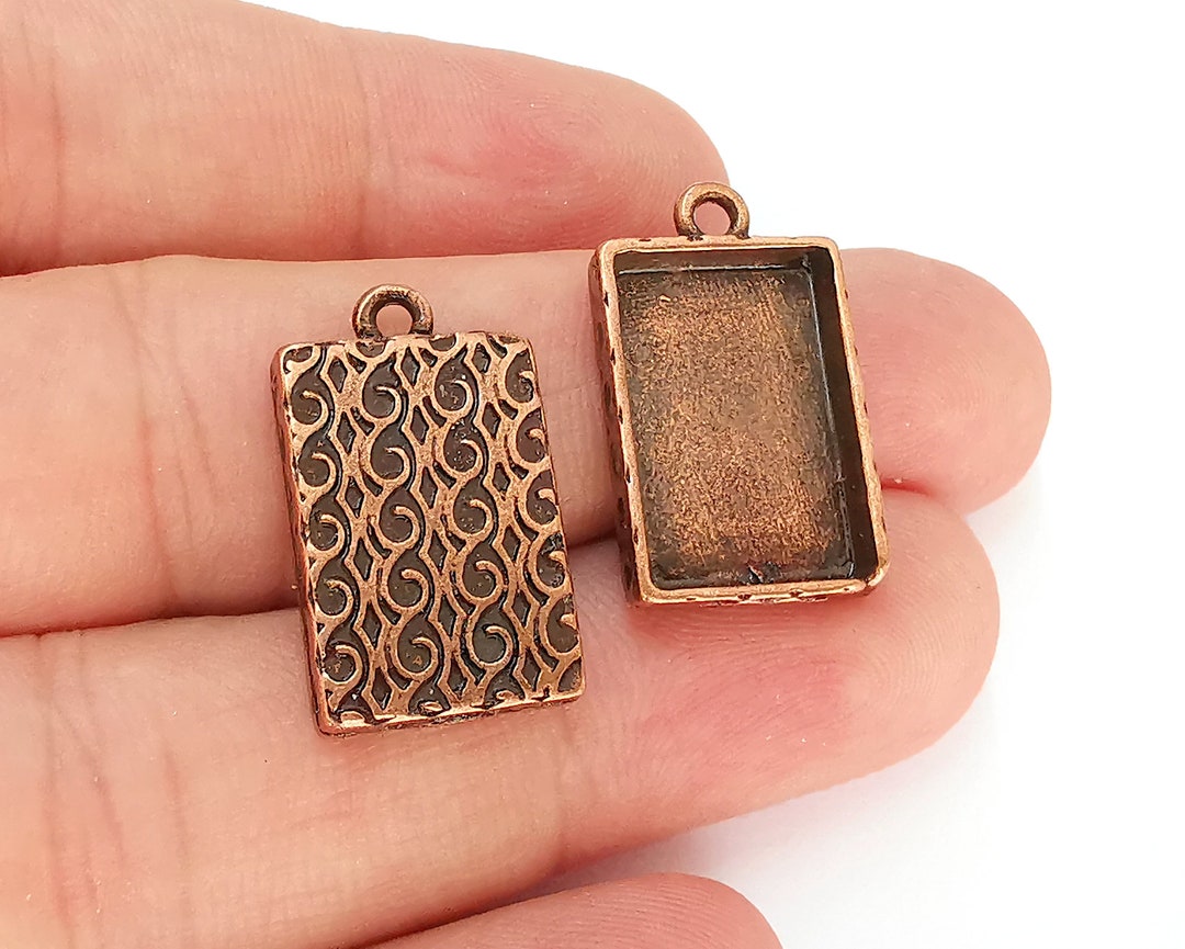 4 Textured Blank Bezel Resin Bezel Mosaic Mountings Antique Copper ...
