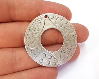 30pcs Circle Charms Round Charms Antique Silver Tone Earring Making ...