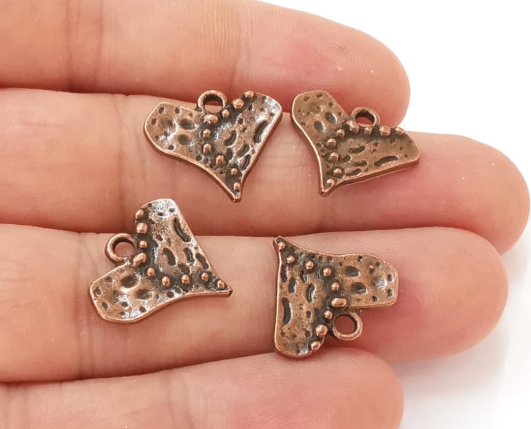 10 Heart Charms Antique Copper Plated Charms (18x16mm) G25592 - Etsy