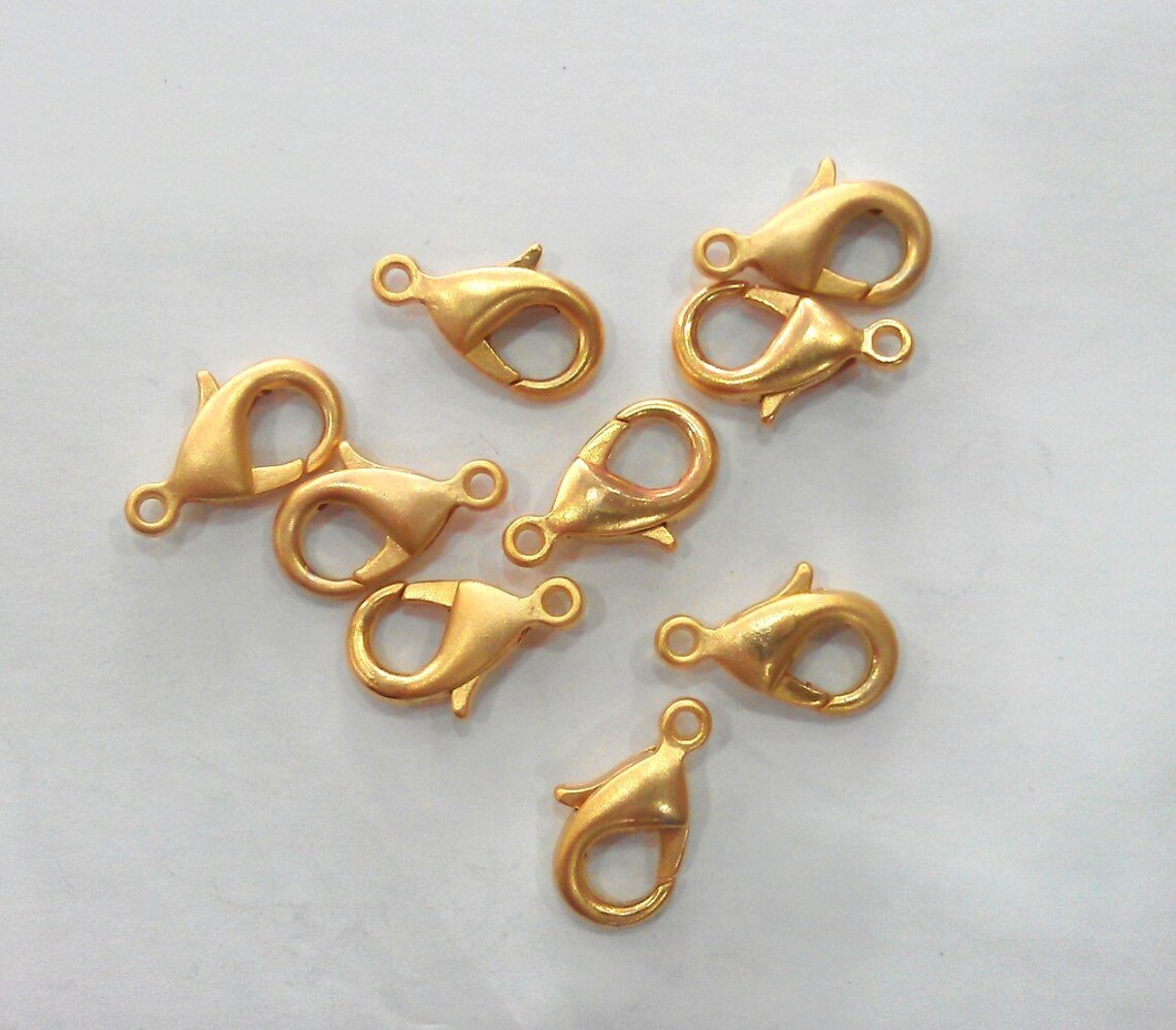10 Gold Clasp Lobster Clasps Gold Plated Clasps Findings (12x6 Mm ...